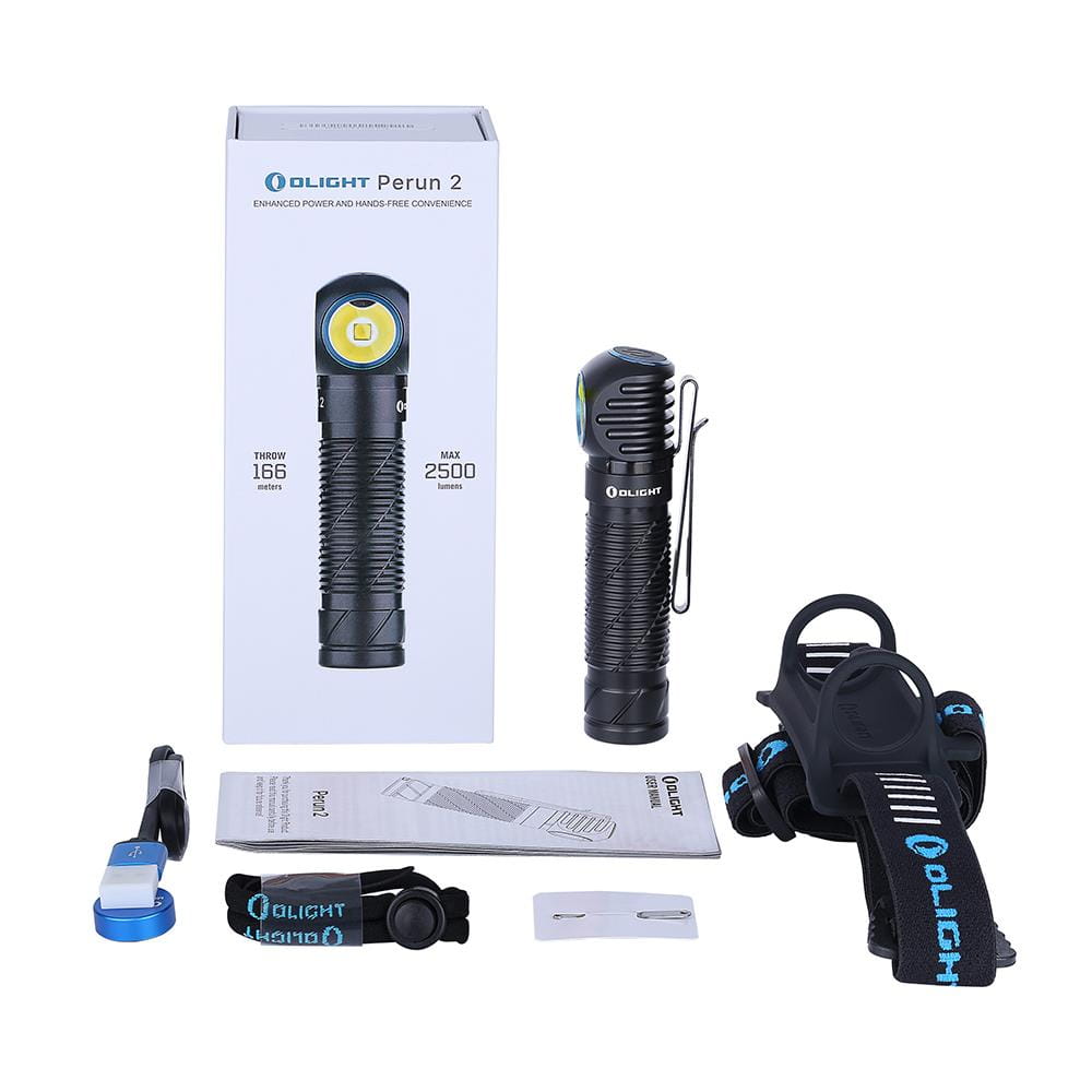Latarka czołowa i kątowa Olight Perun 2 Cool White Kit z opaską - 2500 ...